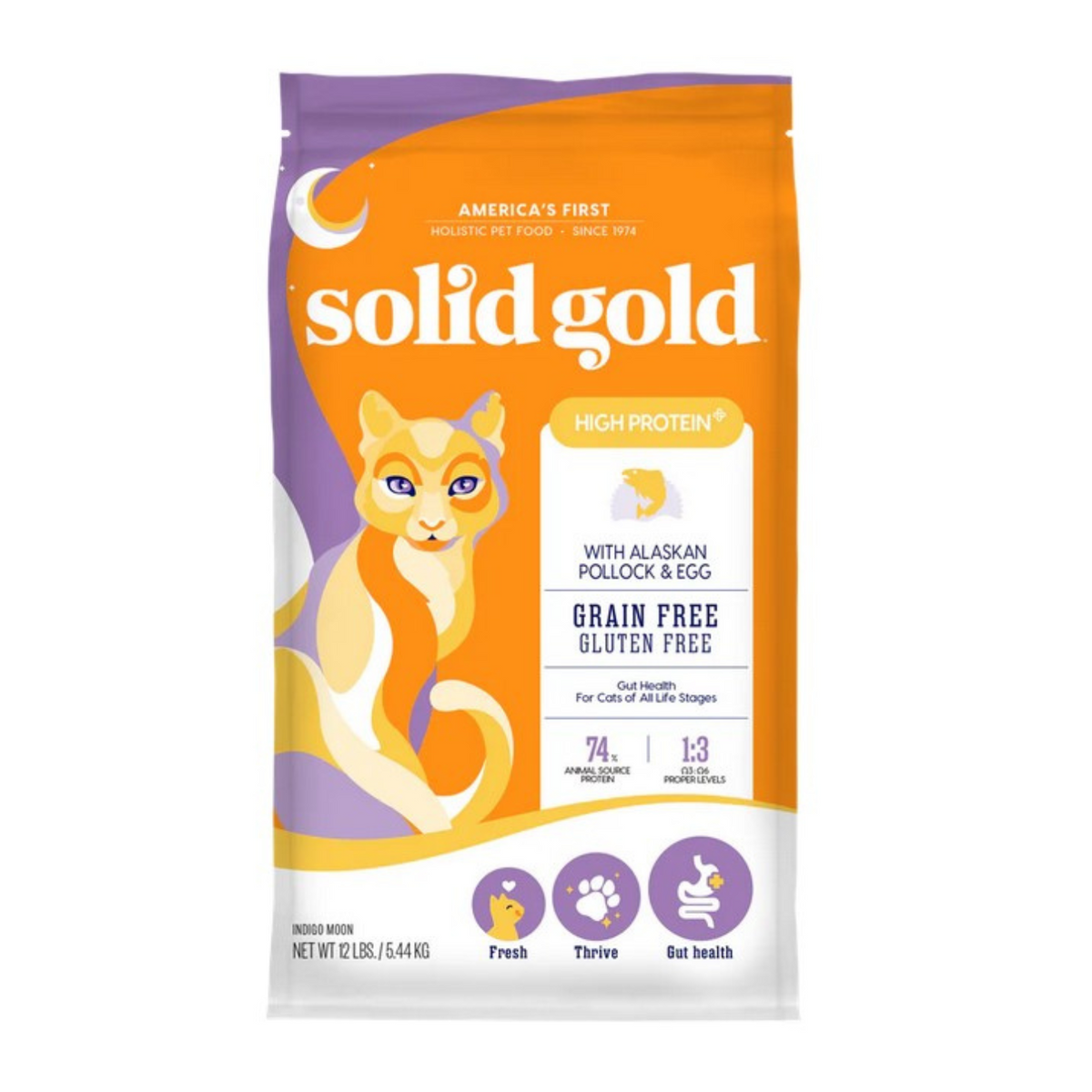 Solid Gold Indigo Moon™ Alaskan Pollock & Eggs Dry Cat Food 12lbs ...